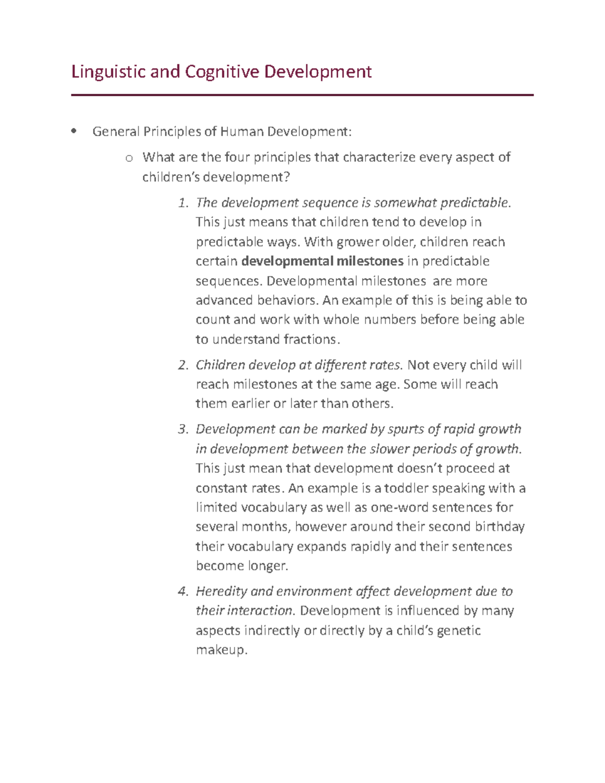 Cognitive development - Linguistic and Cognitive Development General ...