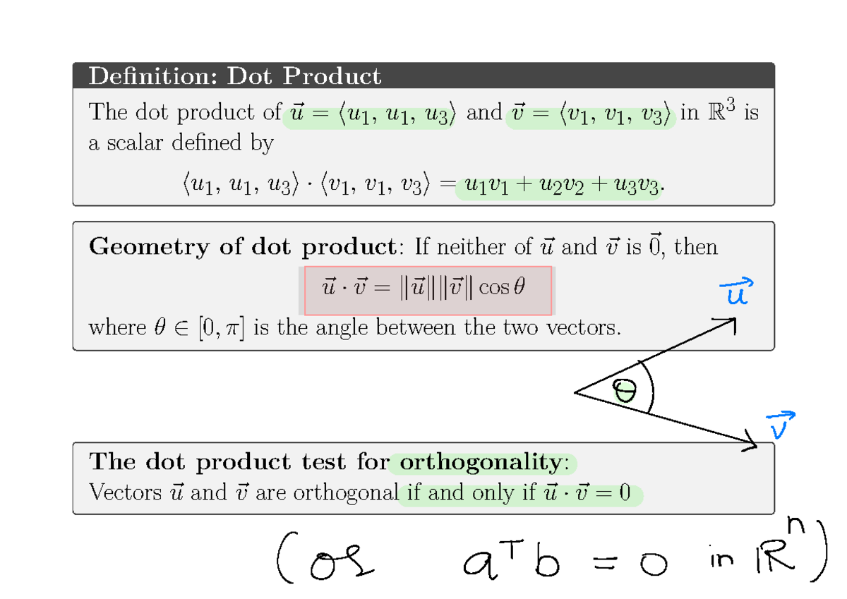 BW10 F22 Annotated (1)-2-6 - Definition: Dot Product The dot product of ...