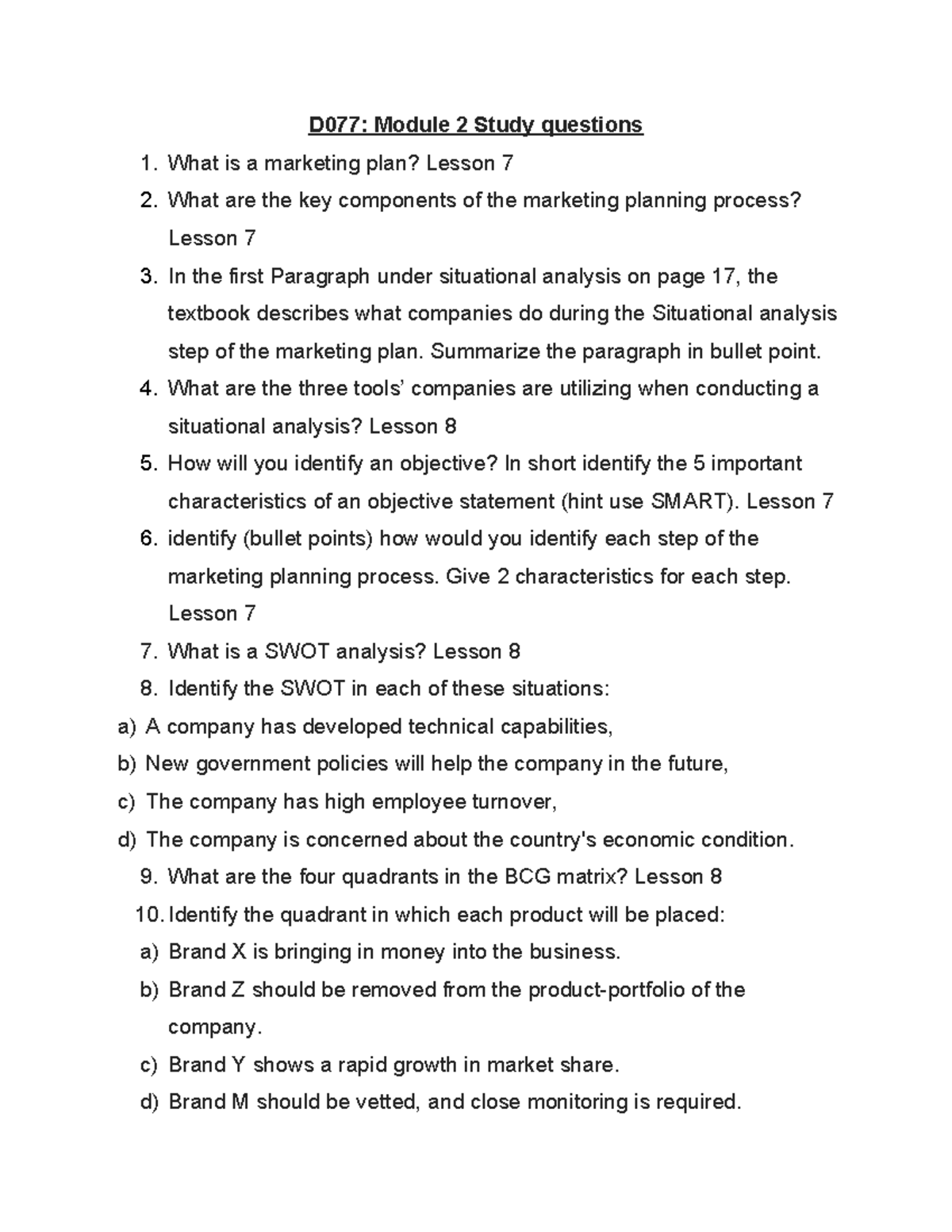 D077 Module 2 New study questions - D077: Module 2 Study questions What ...