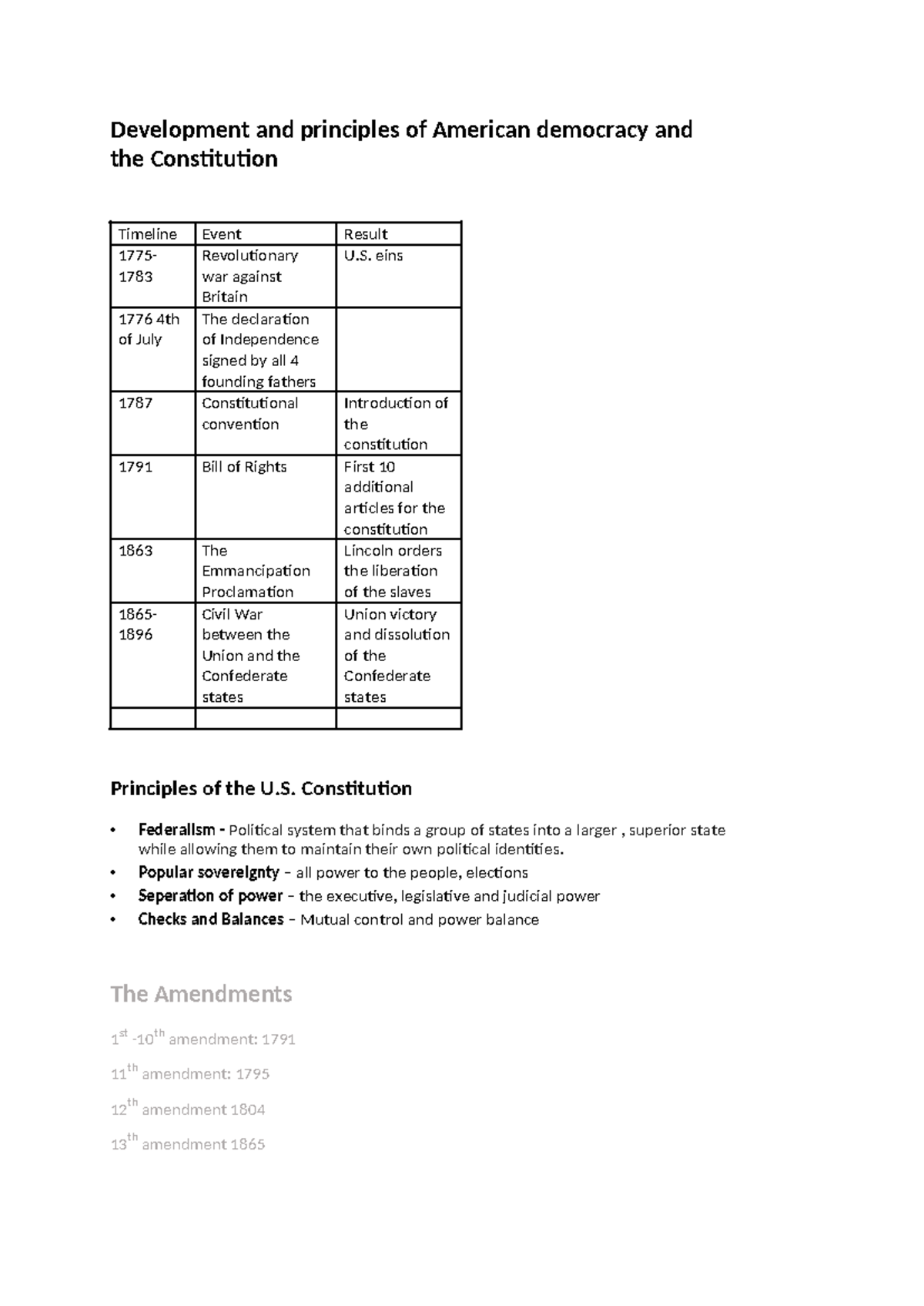 Principles of the US. constitution and democracy - Development and ...