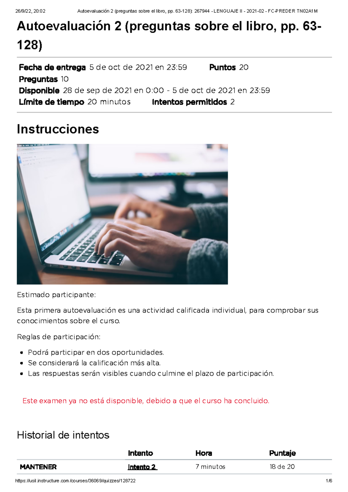 Autoevaluación 2 (preguntas sobre el libro, pp. 63-128) 267944 ...