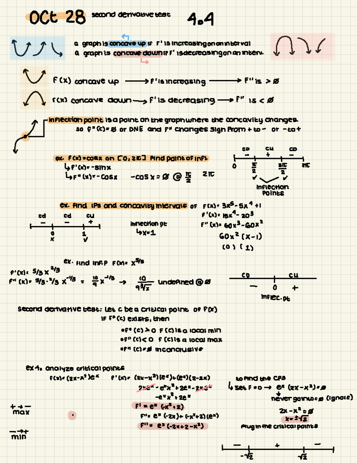Oct 28 Second Derivative Test - Oct 28 second derivative test 4. T a ...