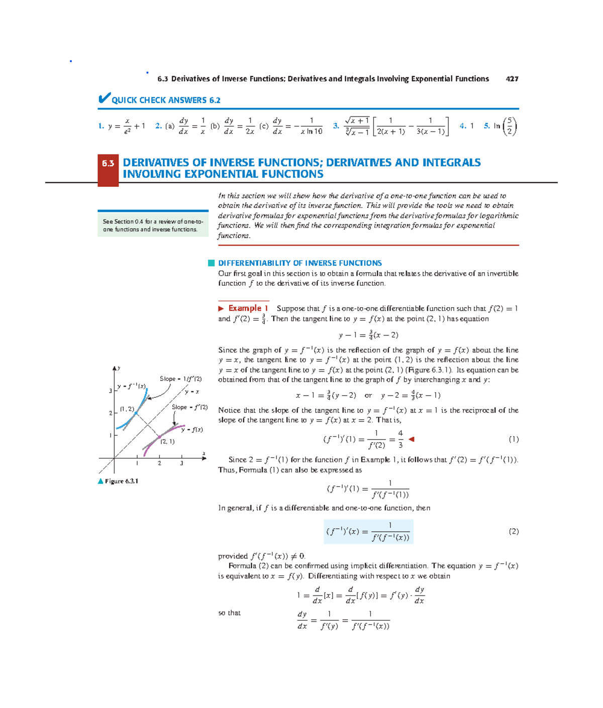 Math work ch6-3 - Math work - 6 Derivatives of Inverse Functions ...