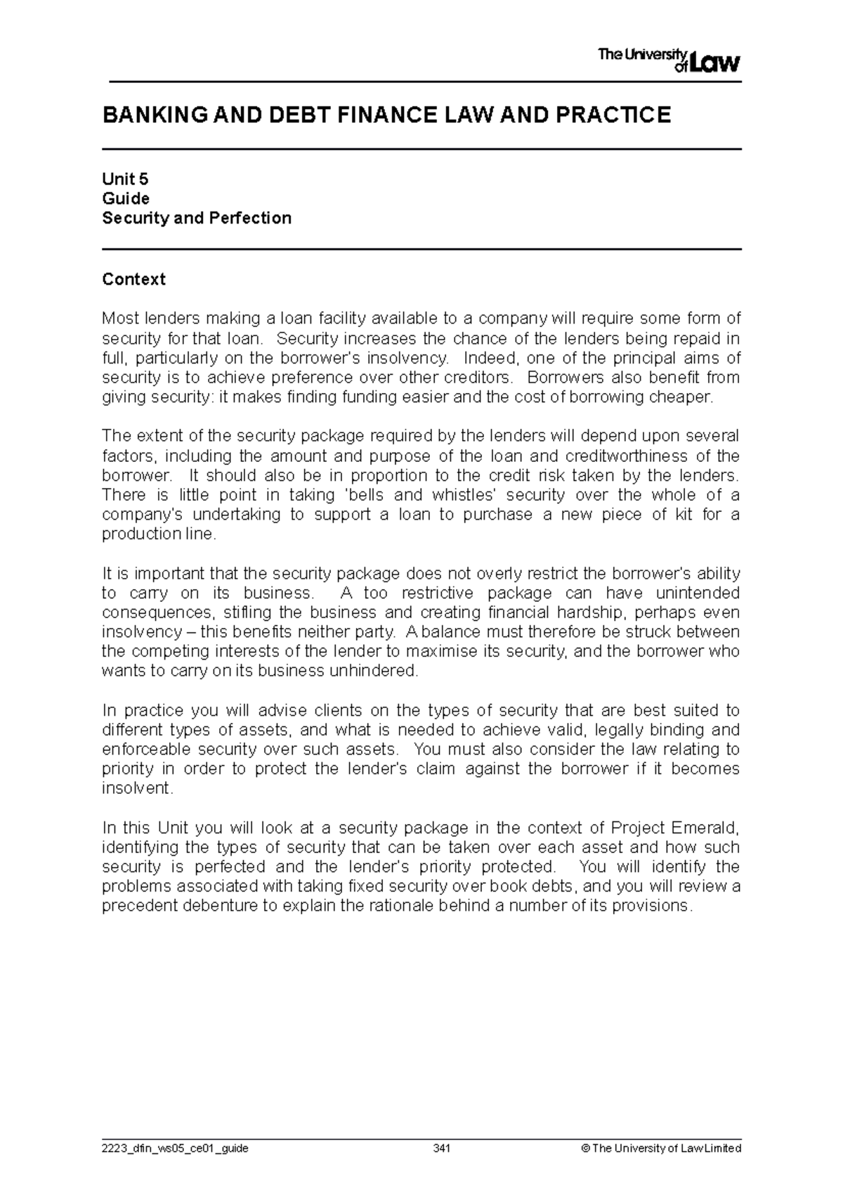 5 - bdf materials from workshop - BANKING AND DEBT FINANCE LAW AND ...