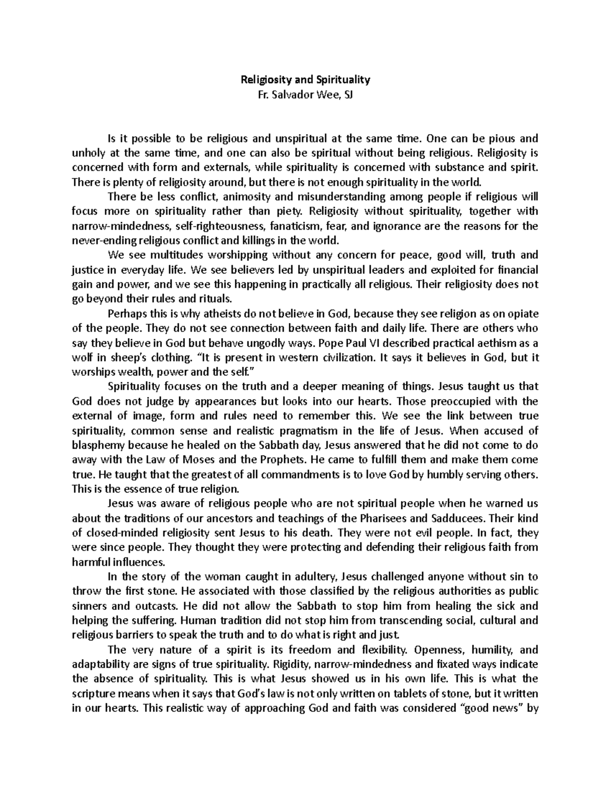 Religiosity-and-Spirituality Position paper - Religiosity and ...