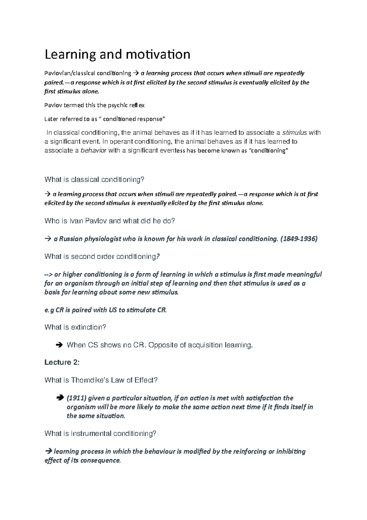 Learning and motivation Psychology Lectures - Learning and motivation ...