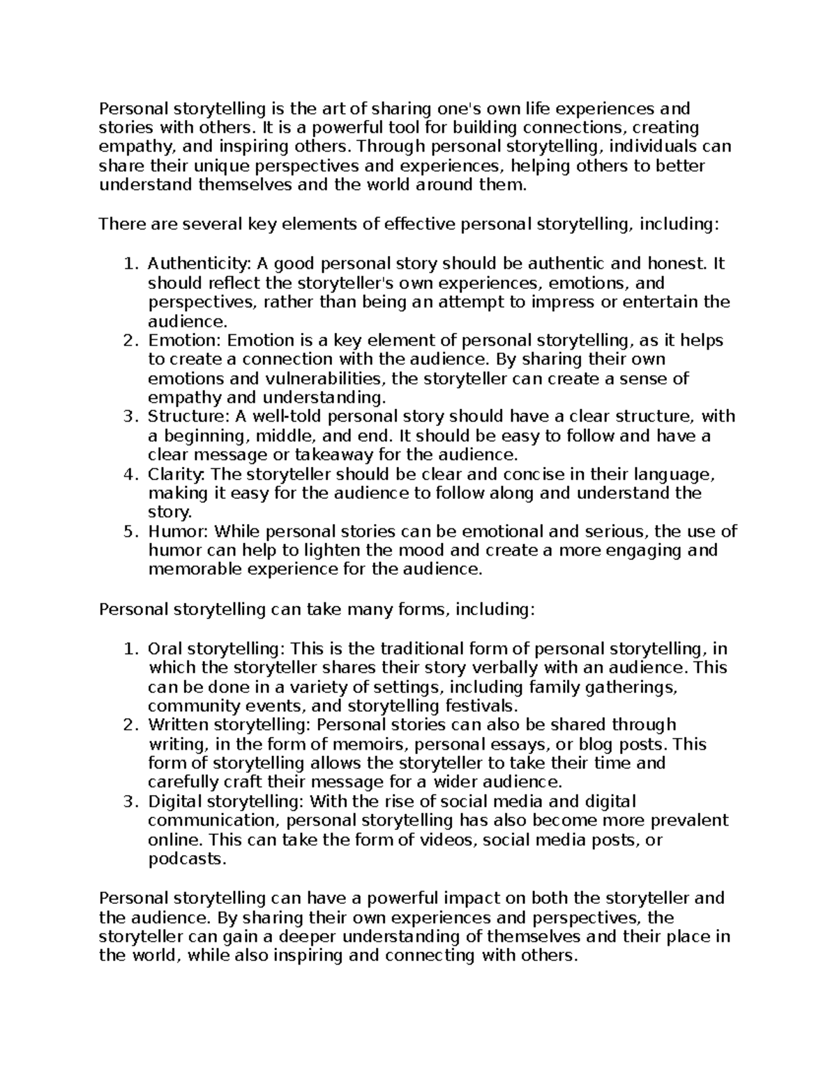 Personal Storytelling - It is a powerful tool for building connections ...