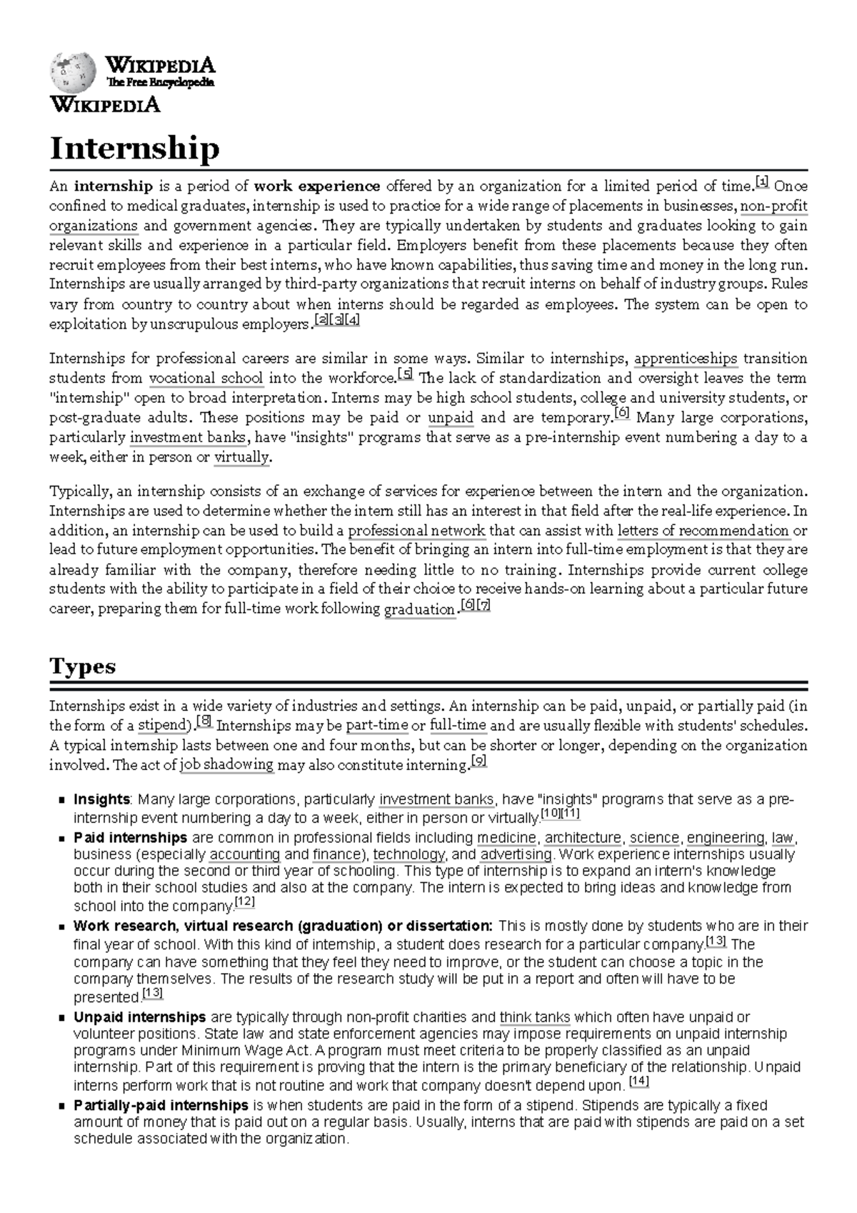 Internship - Background of Intership - Internship An internship is a ...