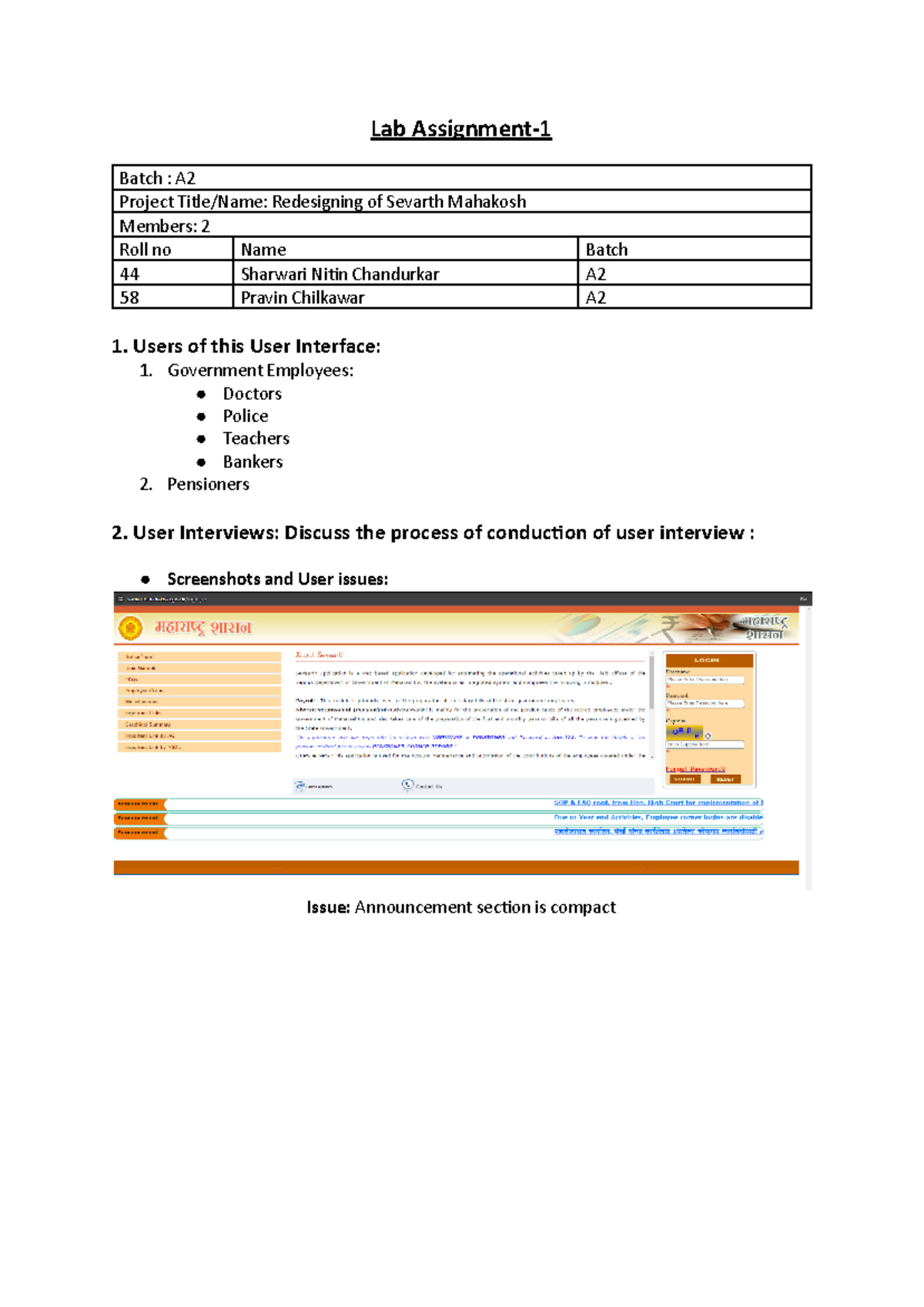HCI Lab Assig-1 - Assignmant about human computer Interaction - Lab Assignment- Batch : A ...
