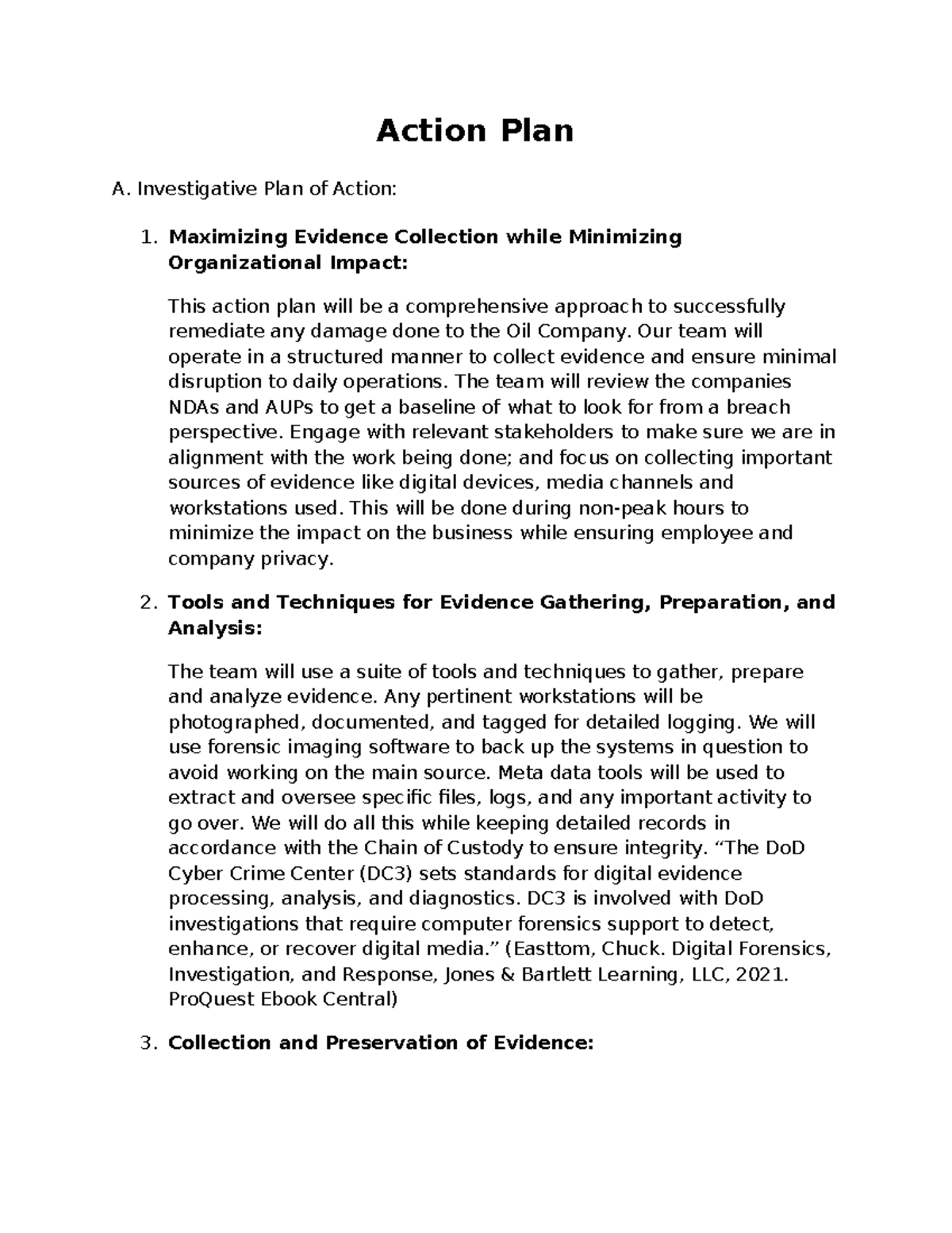 Document 1 - test - Action Plan A. Investigative Plan of Action: 1 ...
