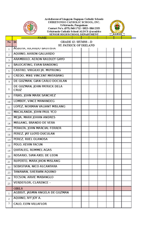 Humms-12-B - none - Archdiocese of Lingayen-Dagupan Catholic Schools ...