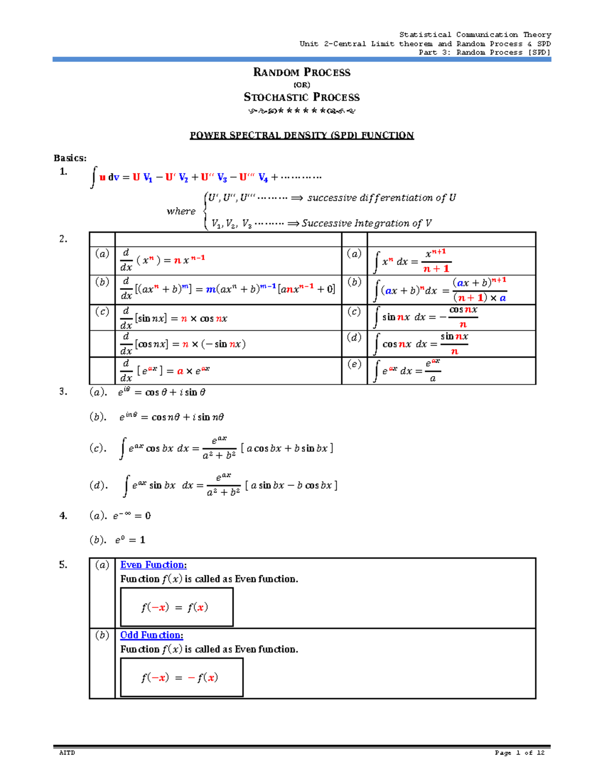 Power Spectral Density function[SPD] (Unit 2) [P3] - Unit 2-Central ...