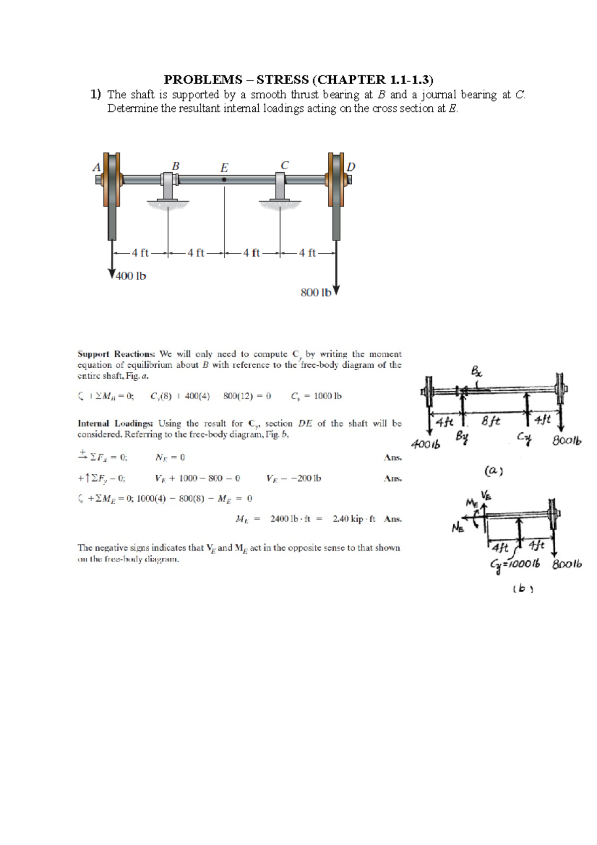 Prob Ans Stress Ch 1 - strength of materials problem and answers ...