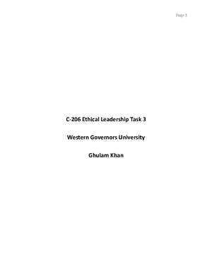 C204 Task One - Passed - Ghulam Khan Western Governors University ...