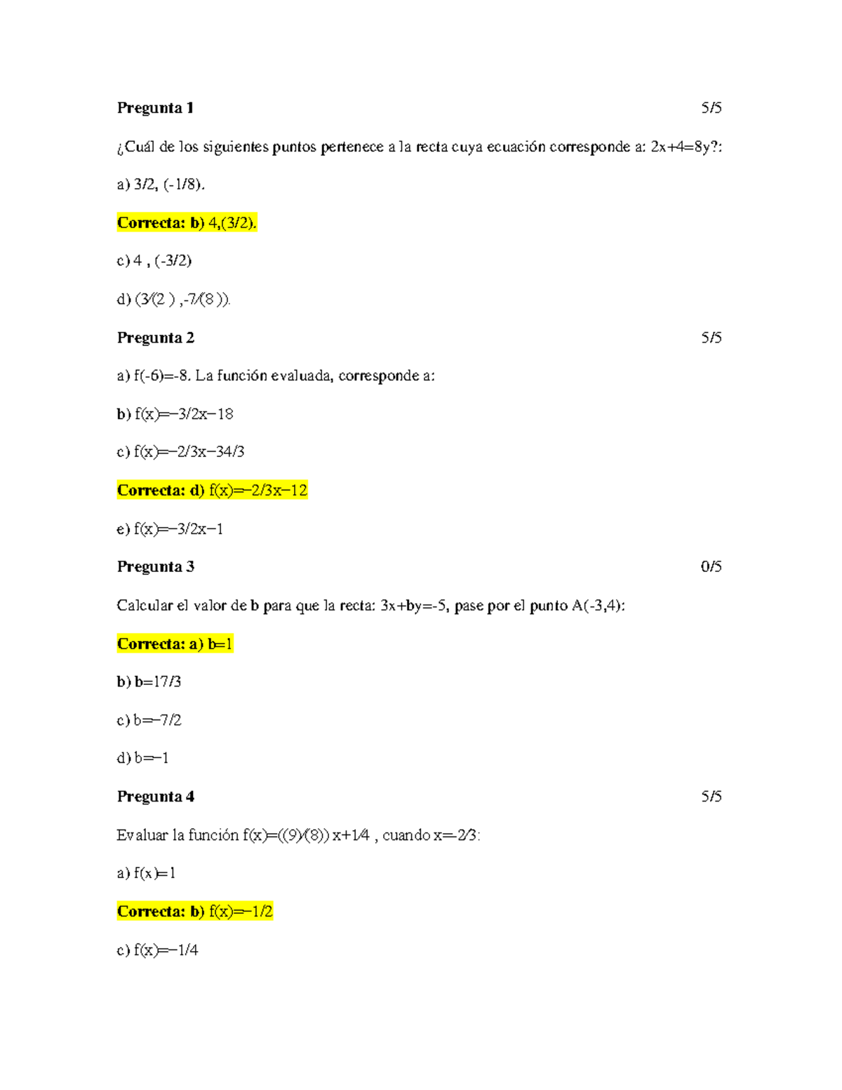 Prueba 1 algebra corregida - ¿Cuál de los siguientes puntos pertenece a ...