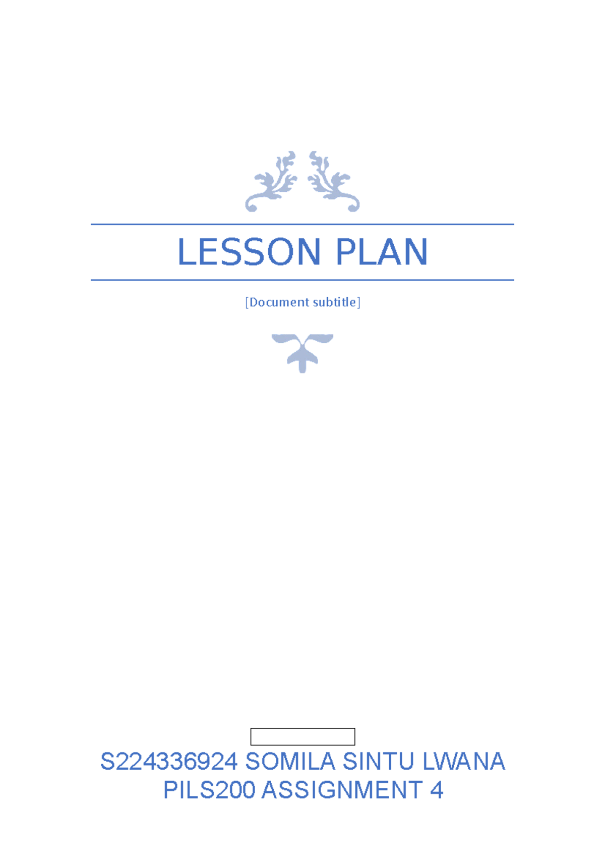 Lesson PLAN PILS 200 - STUDY - LESSON PLAN [Document subtitle ...