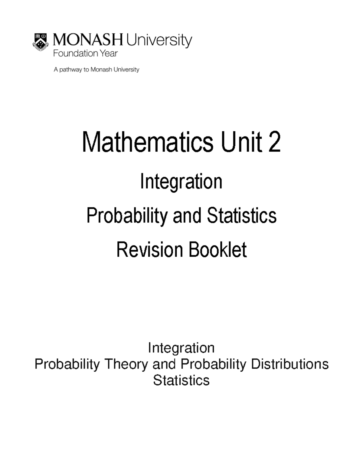 MUFY Mathematics Unit 2 Revision Book - Mathematics Unit 2 Integration ...