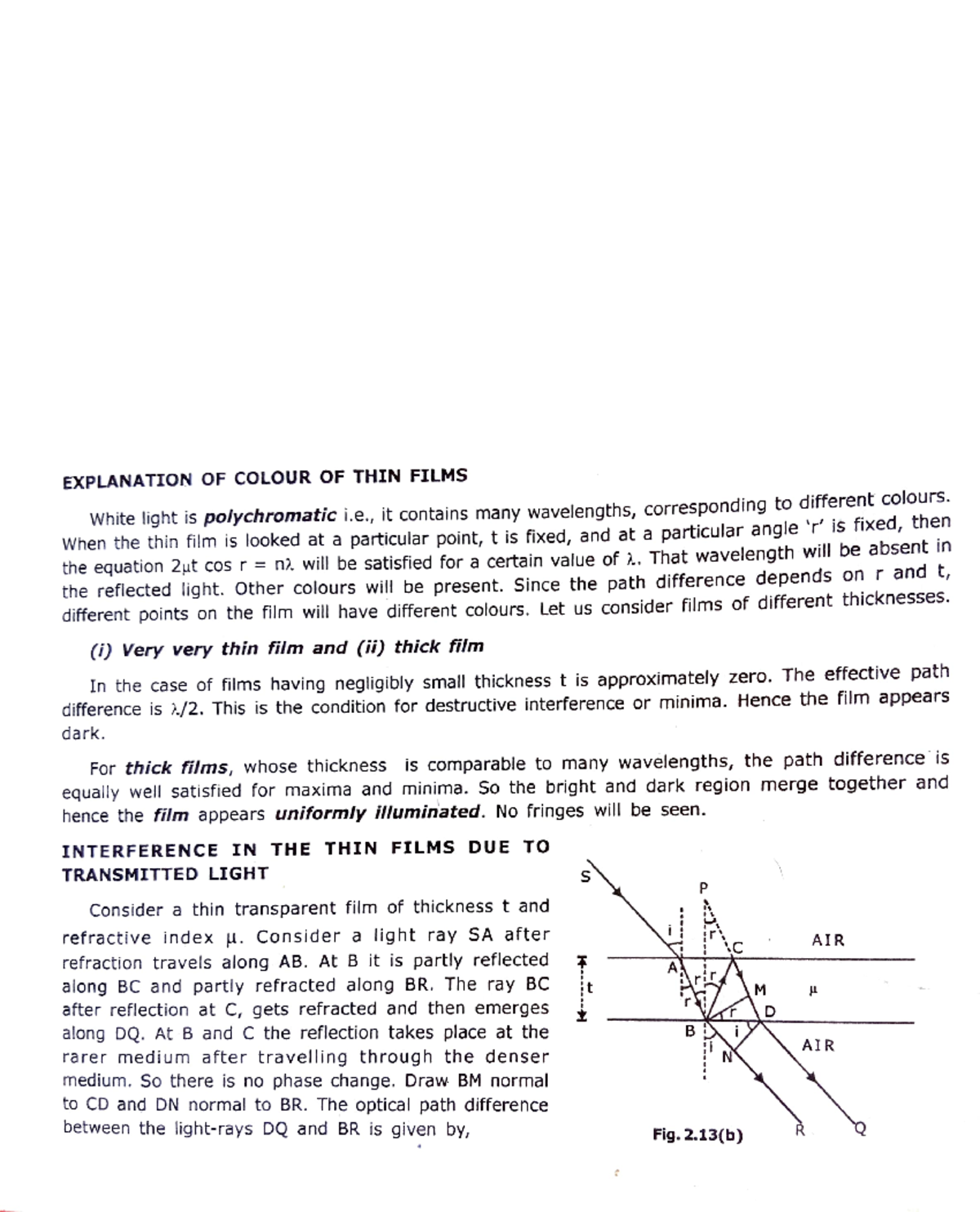 Interference in the thin film due to transmitted light - EXPLANATION OF ...