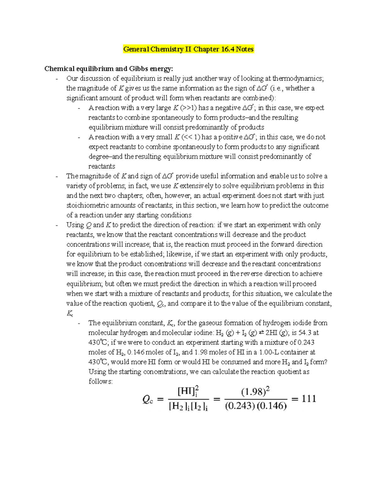 General Chemistry II Chapter 16.4 Notes - General Chemistry II Chapter ...