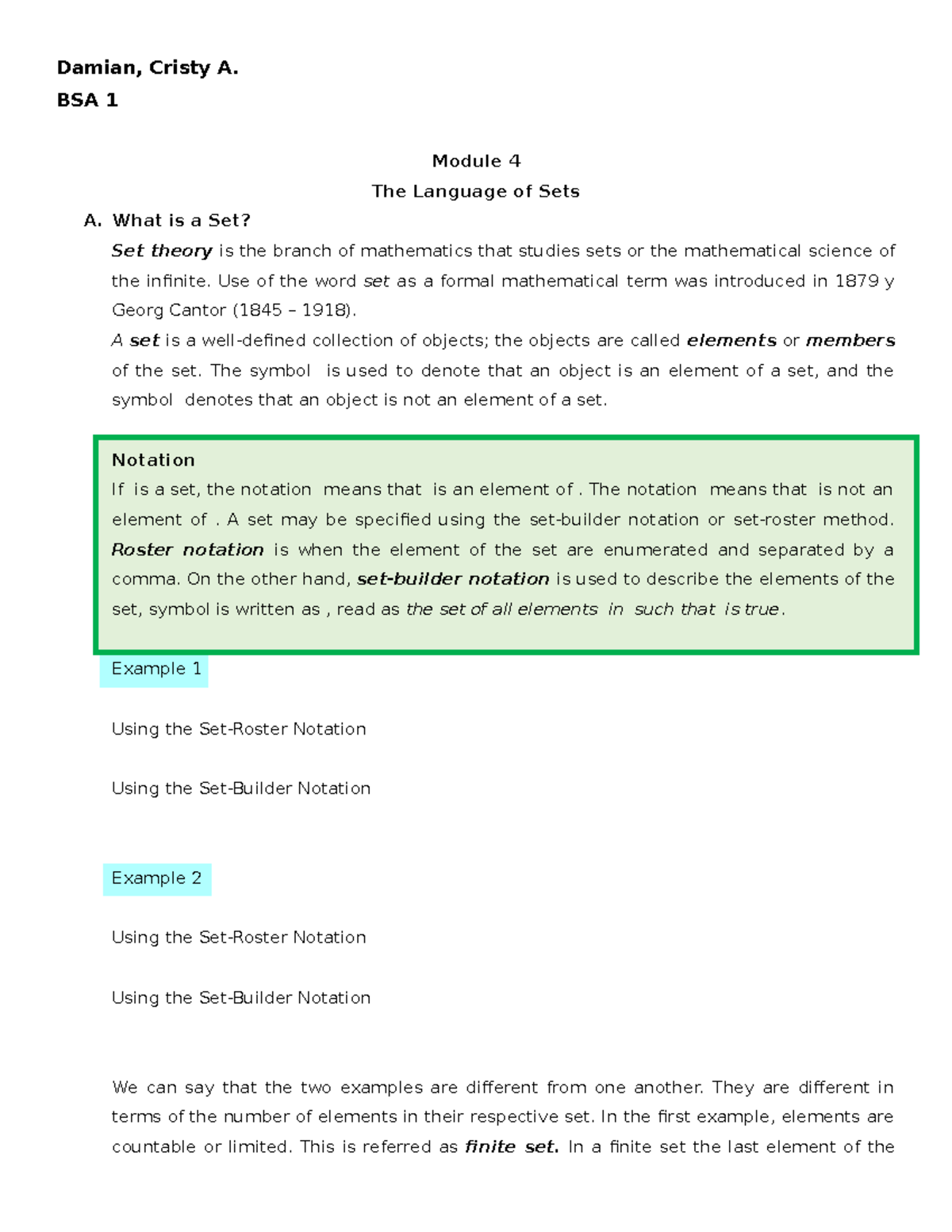 Damian-Module 4 - Modules in 1st year college. Most are financial ...
