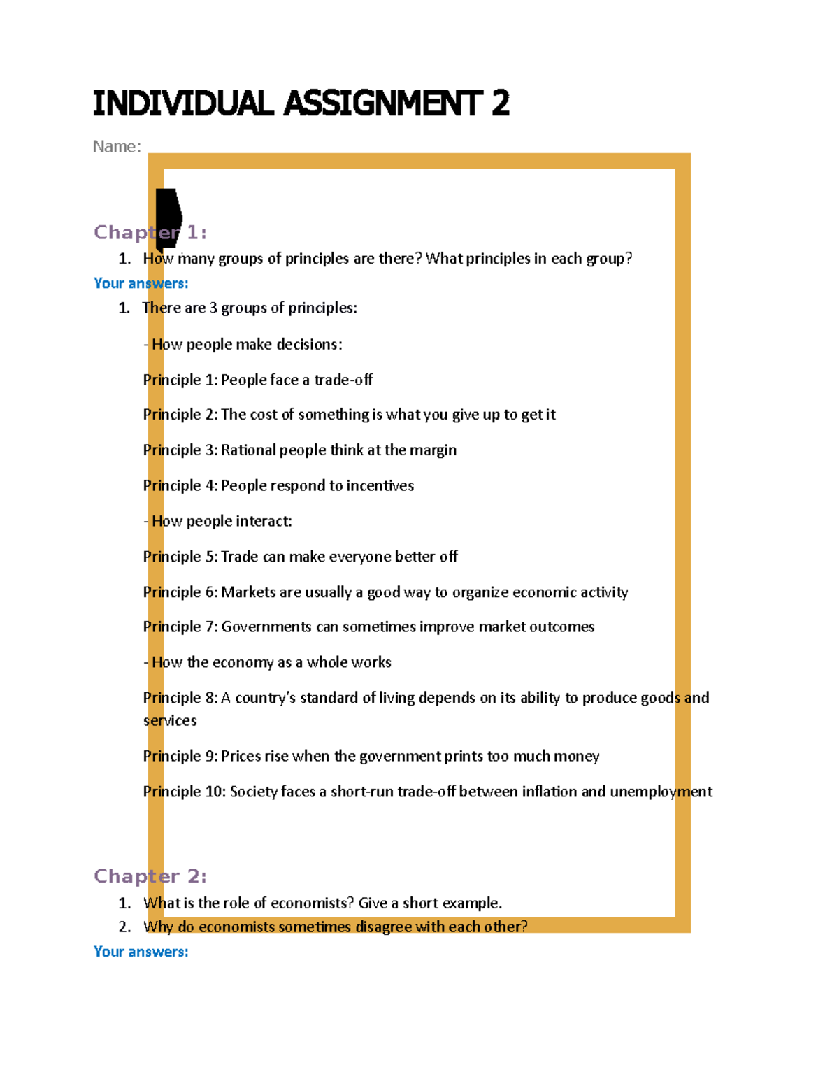 IA2 - Individual Assignment 2 - INDIVIDUAL ASSIGNMENT 2 Name: Chapter 1 ...