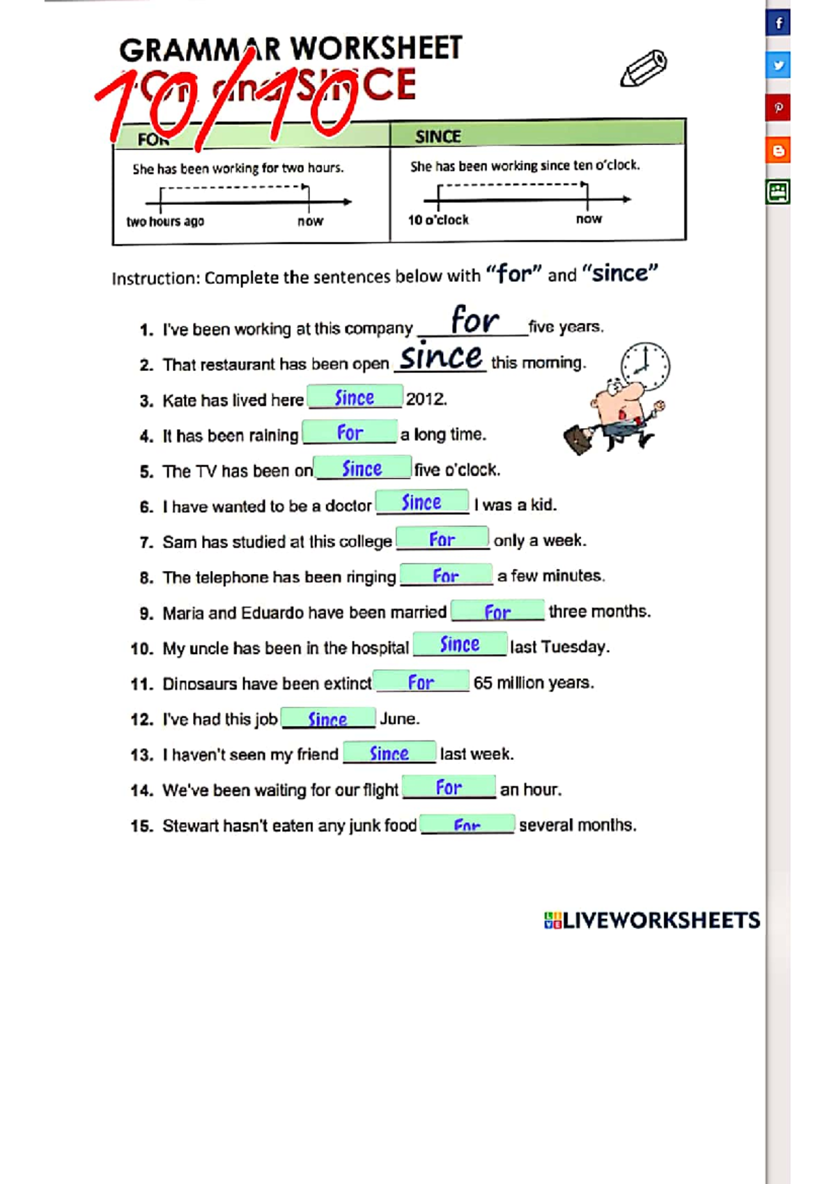 Activity 3- for since - Actividad en clases - Ingles IV - Studocu