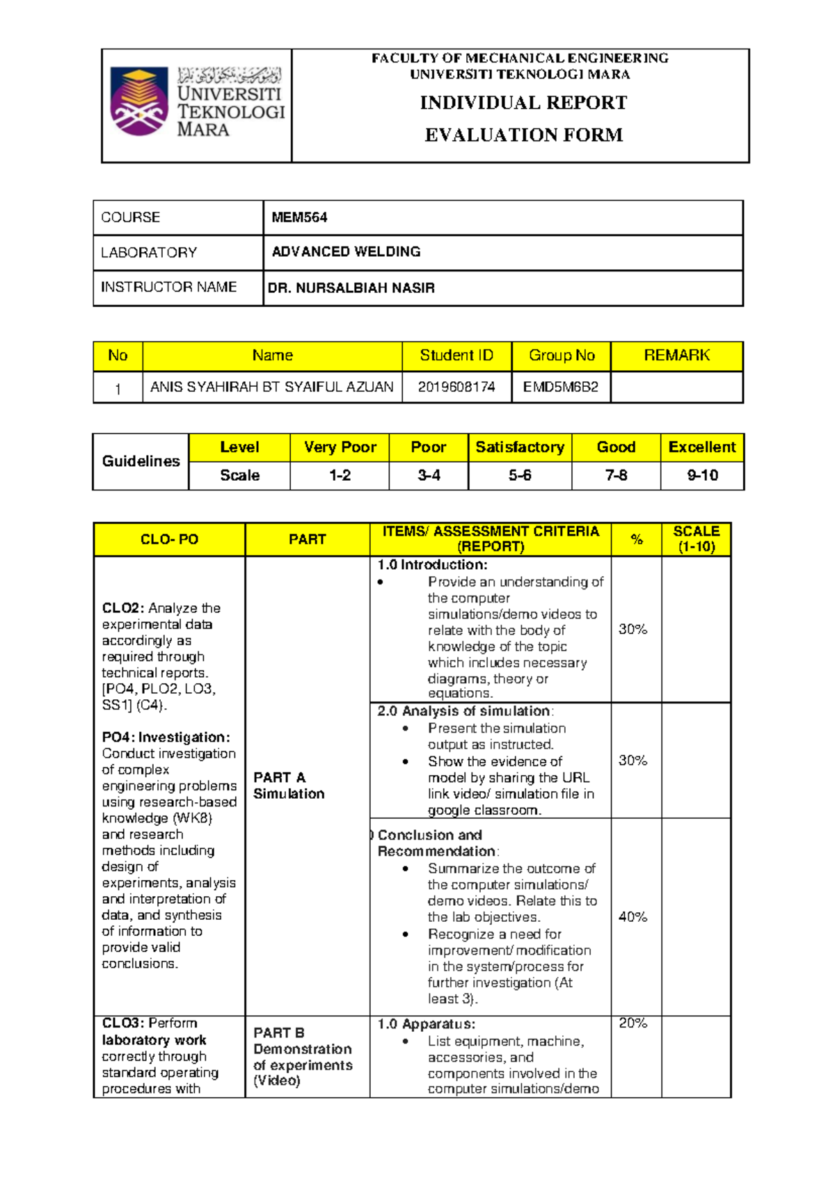 Advanced Welding Report - FACULTY OF MECHANICAL ENGINEERING UNIVERSITI ...