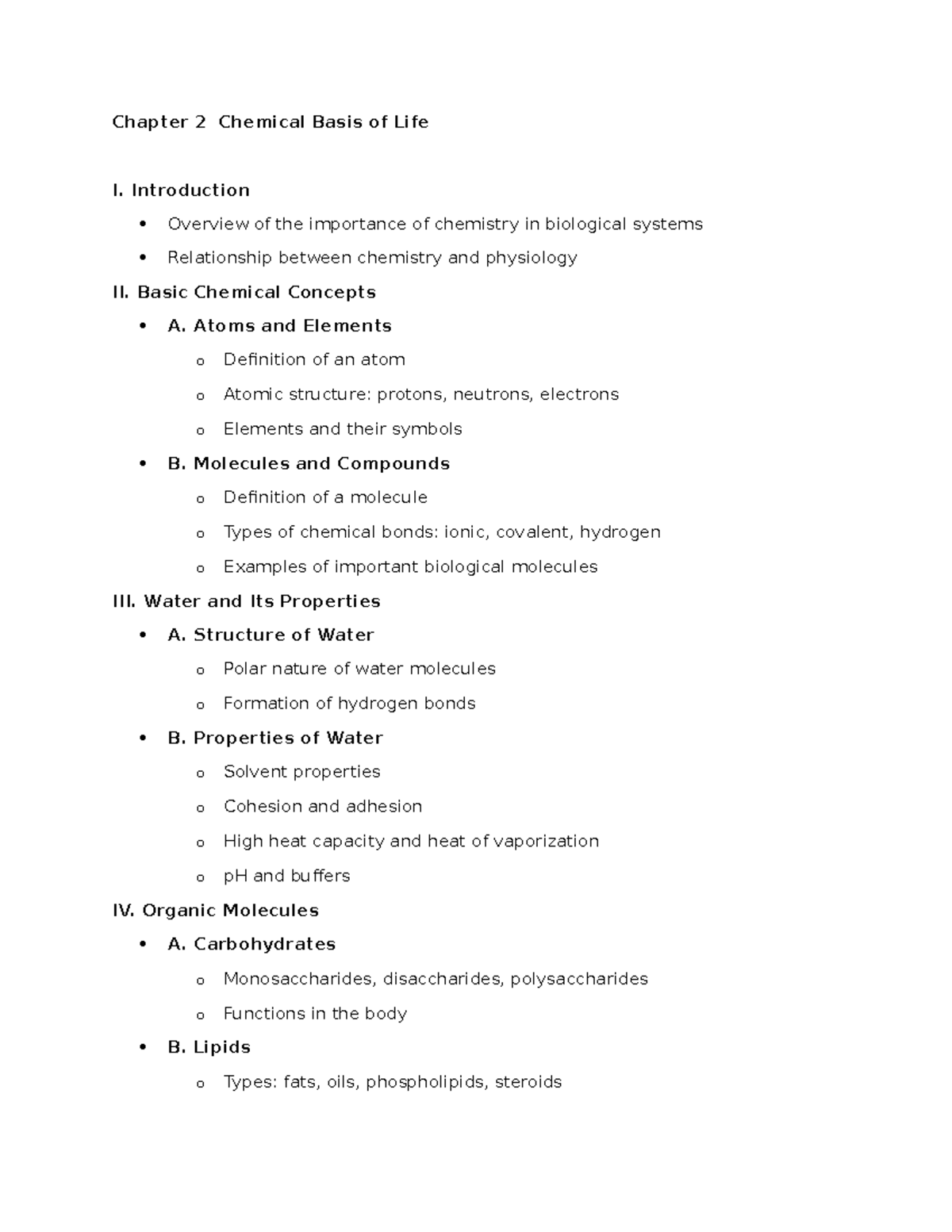 Anatomy - CHEMICAL BASIS OF LIFE NOTES - Chapter 2 Chemical Basis of ...