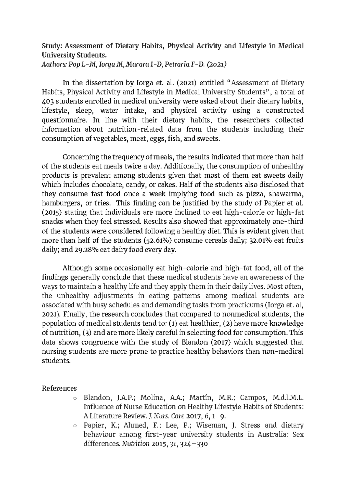 RRL Dietary-Habits - Study: Assessment of Dietary Habits, Physical ...