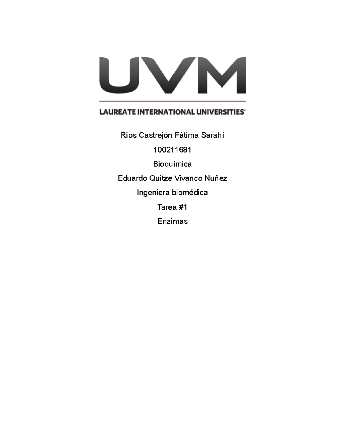 Enzimas trans - rfghjk - Rios Castrejón Fátima Sarahí 100211681 ...