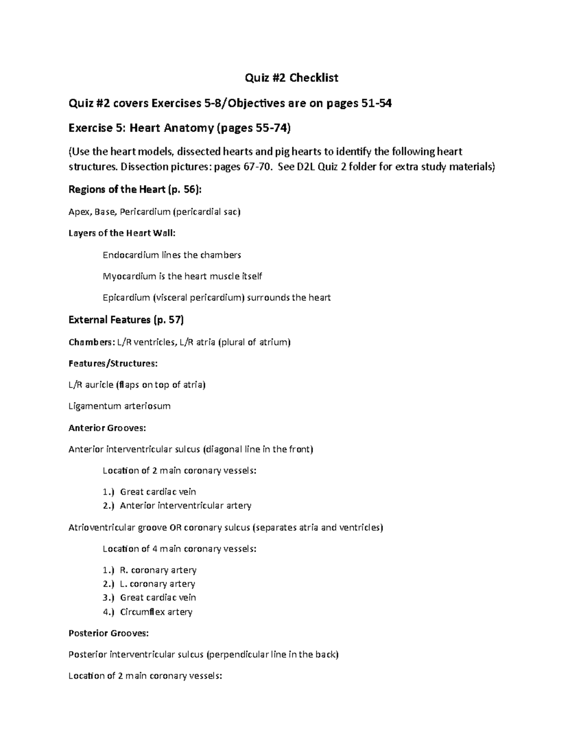 Quiz 2 checklist - Quiz #2 Checklist Quiz #2 covers Exercises 5-8 ...