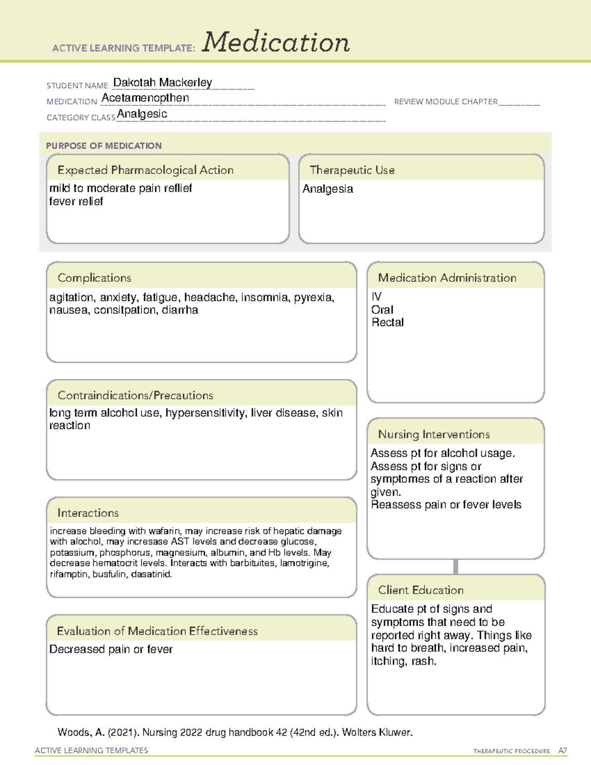 Acetamenophen Template ATI - ACTIVE LEARNING TEMPLATES THERAPEUTIC ...