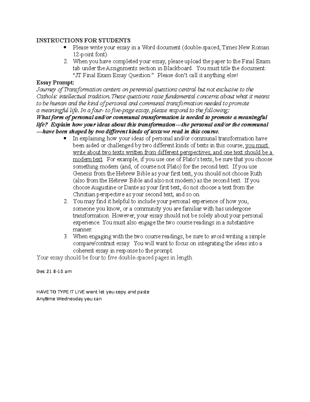 Jot Final - prompt - Paper - INSTRUCTIONS FOR STUDENTS Please write ...