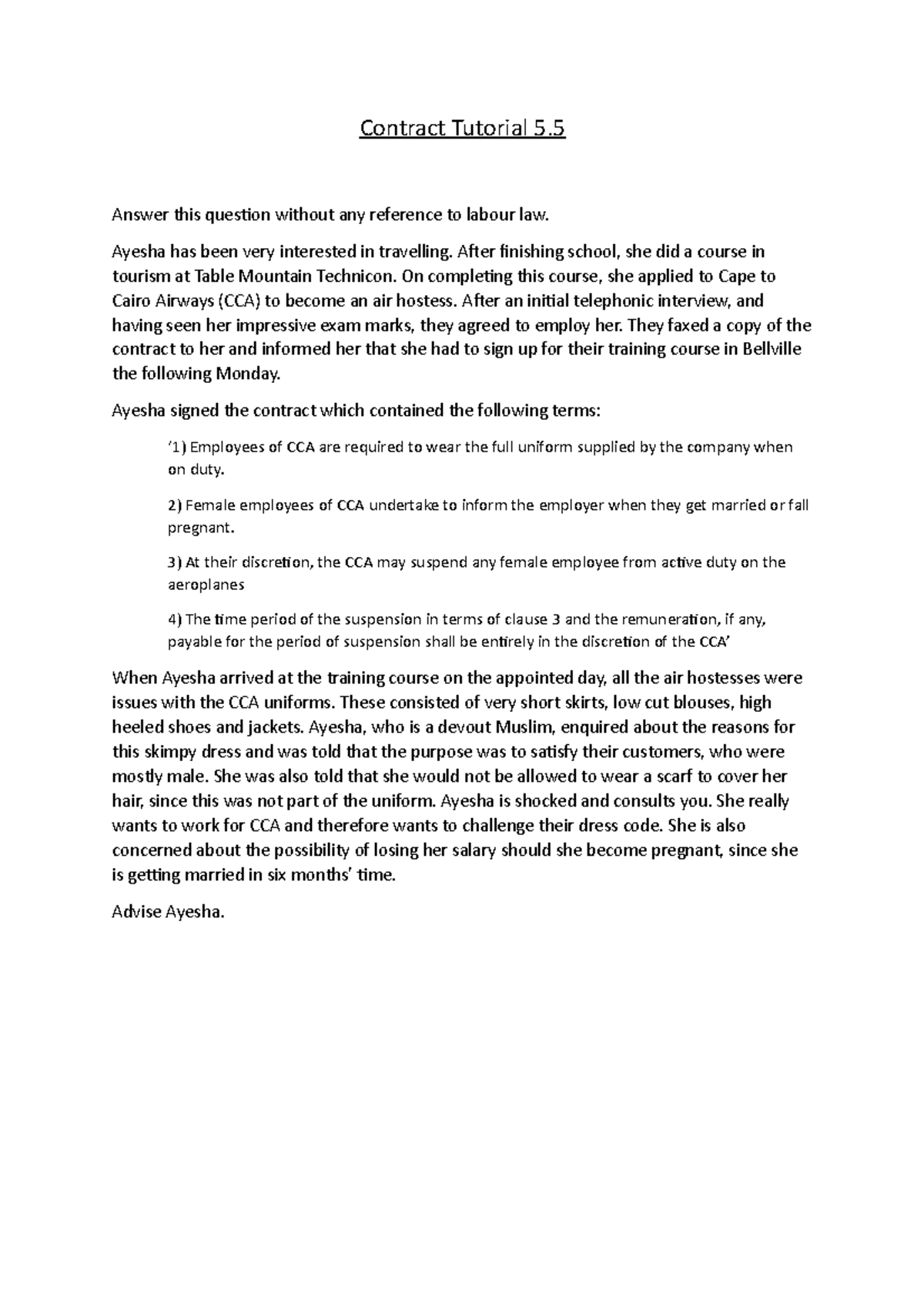 Contract Tutorial 5.5 Question - Contract Tutorial 5. Answer this question without any reference ...