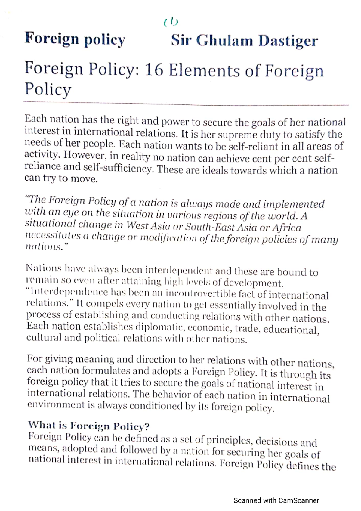 Foreign policy - International Relations - Studocu