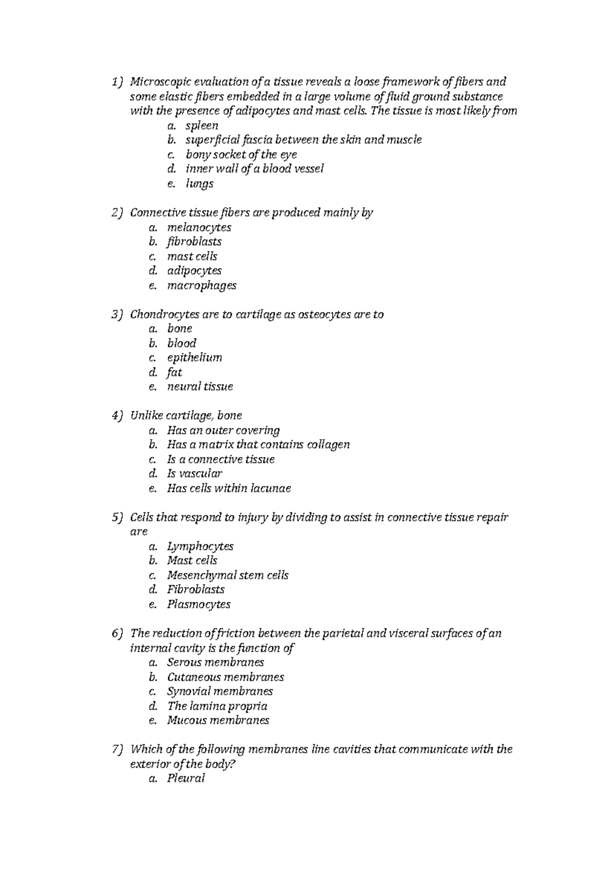 Sample/practice exam 2016, questions and answers - week 1-4 practice questions - Microscopic ...