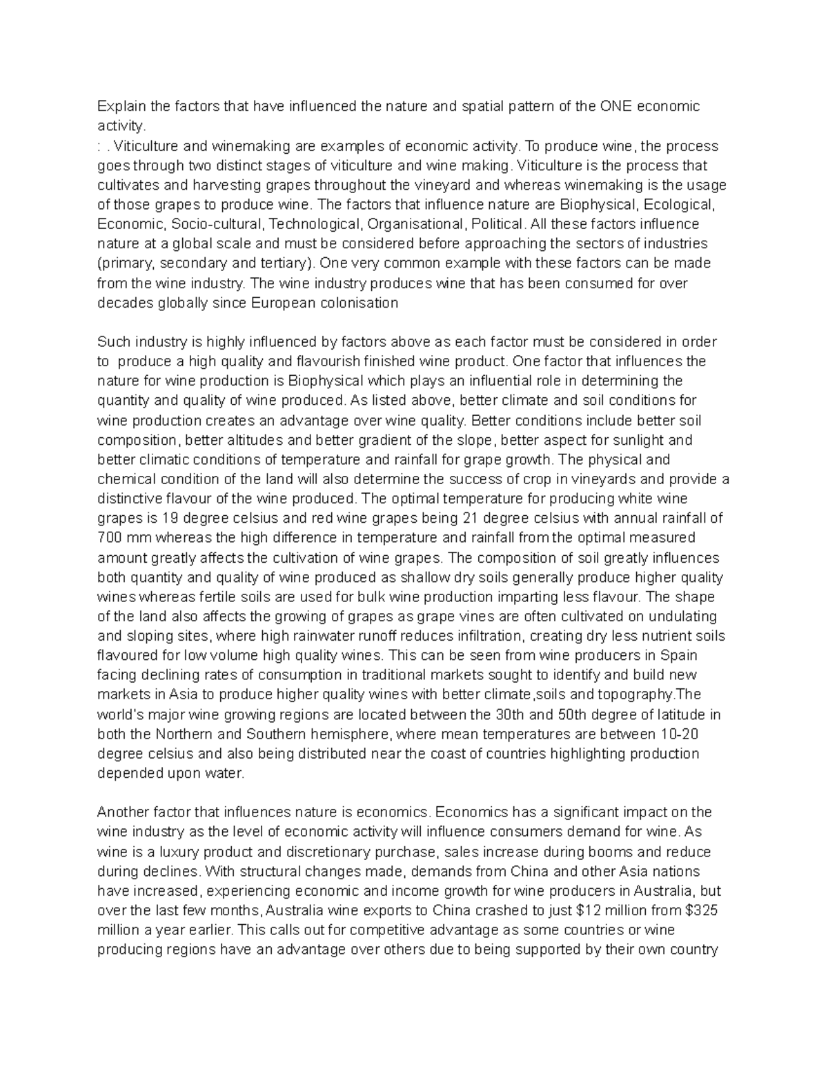 Geo Essay Draft - Explain the factors that have influenced the nature ...