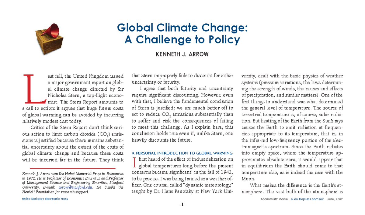 Global Climate Change - a challenge to policy (other) - Global Climate ...
