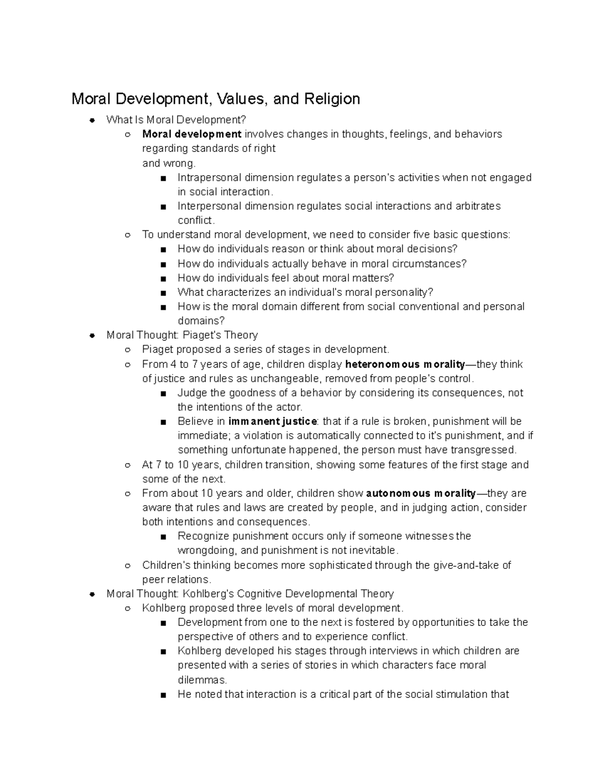Psy ch 13 - Moral Development, Values, and Religion - Moral Development, Values, and Religion ...