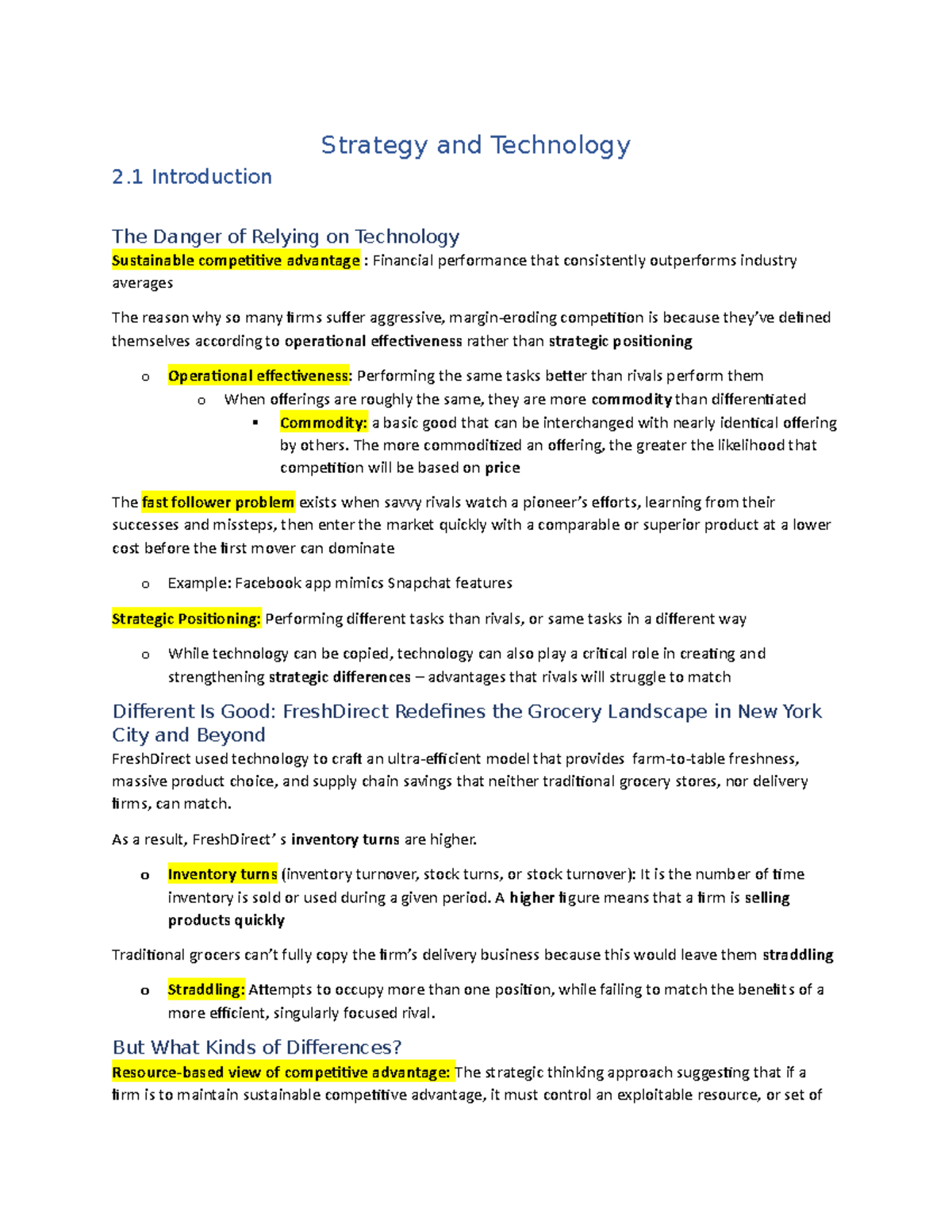 Chapter 2 Strategy and Technology - Strategy and Technology 2 ...