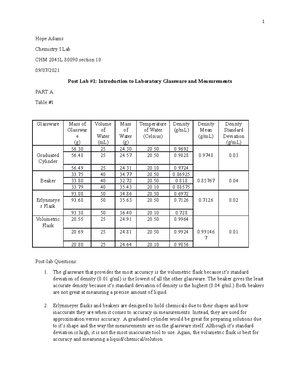 Pre Lab Plan #2 - Pre Lab 2 - Lab Technique 2: Spectrophotometer Use in Serial and Parallel ...