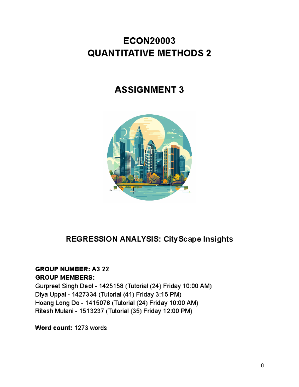 Qm2 Assignment 3 None Econ Quantitative Methods 2 Assignment 3 4911