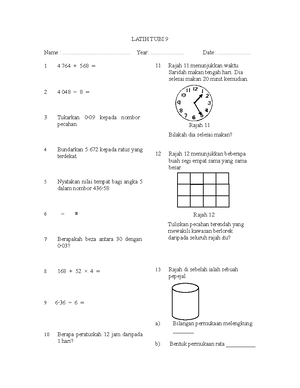 Latihan 23 2009 - math - LATIH TUBI 7 Name