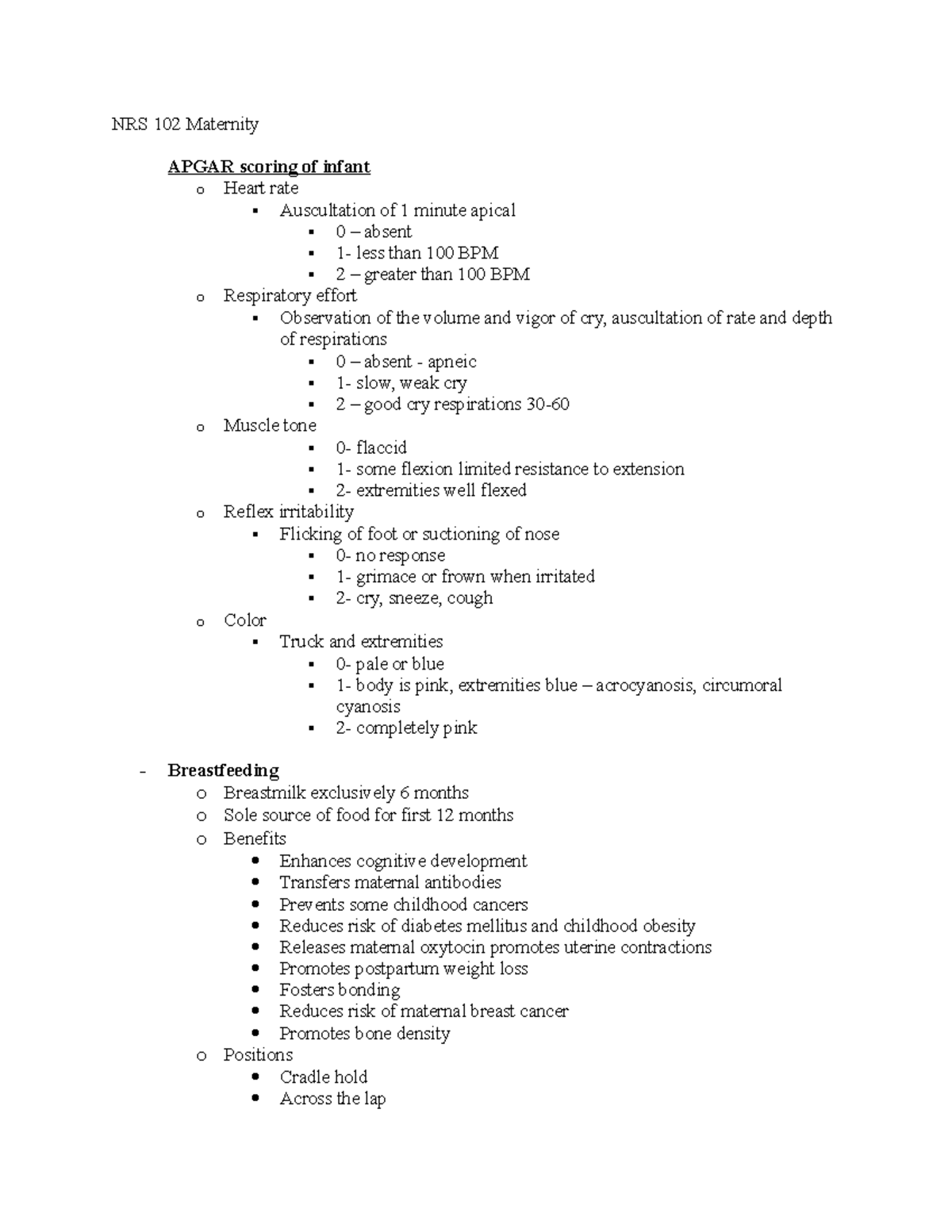 NRS 102 Maternity Notes trimesters - NUR 205 - Studocu