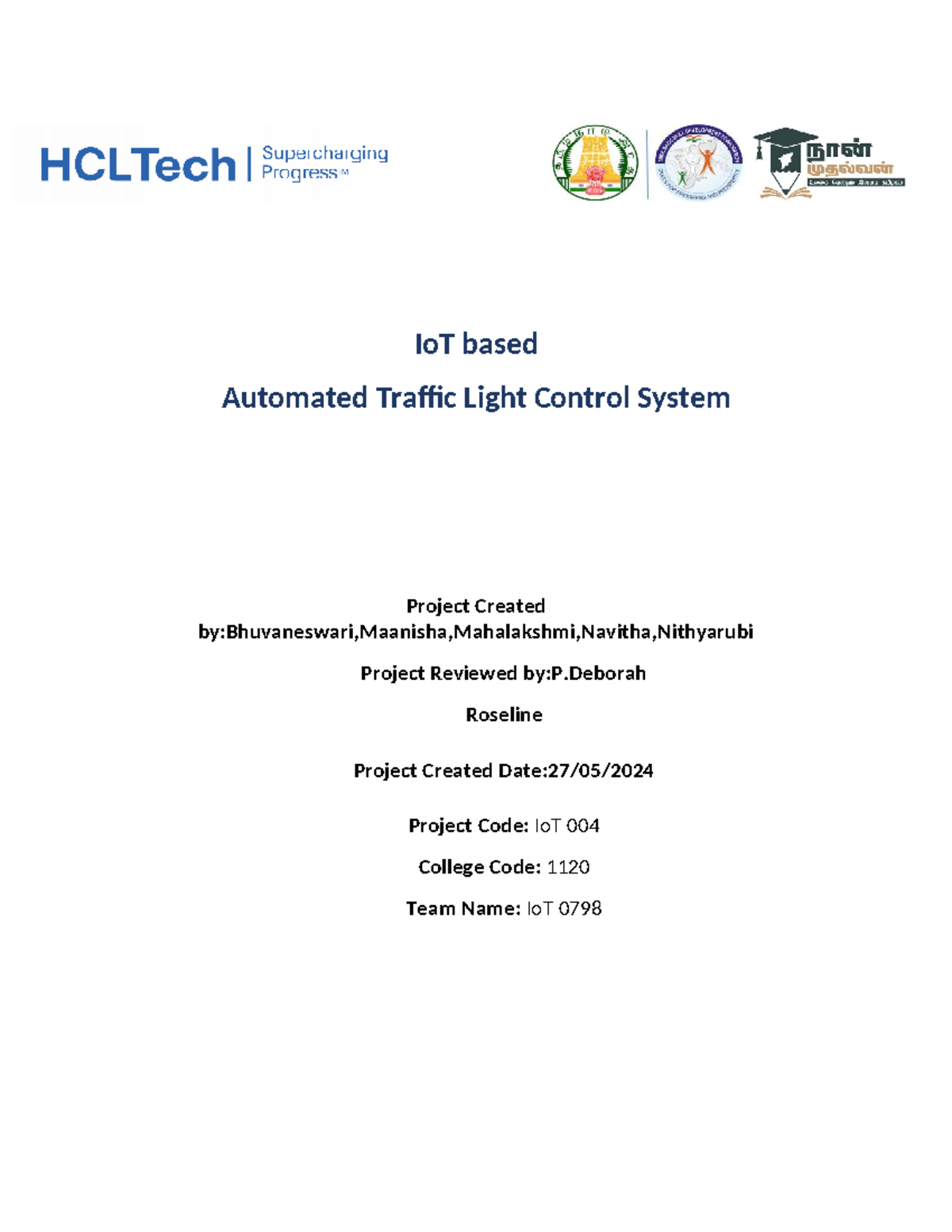 Io T Based Automated traffic control system - Project Report (1) - IoT ...