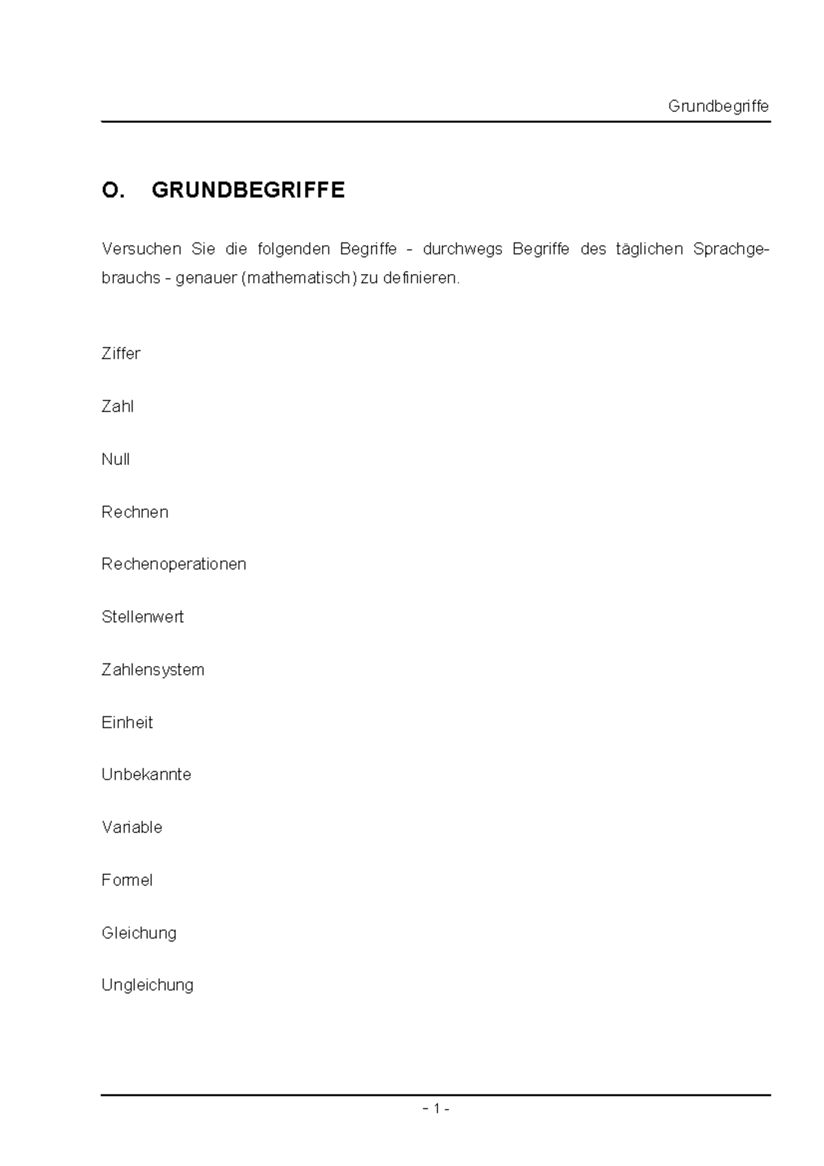 KAP-01 - Grundbegriffe O. GRUNDBEGRIFFE Versuchen Sie die folgenden ...