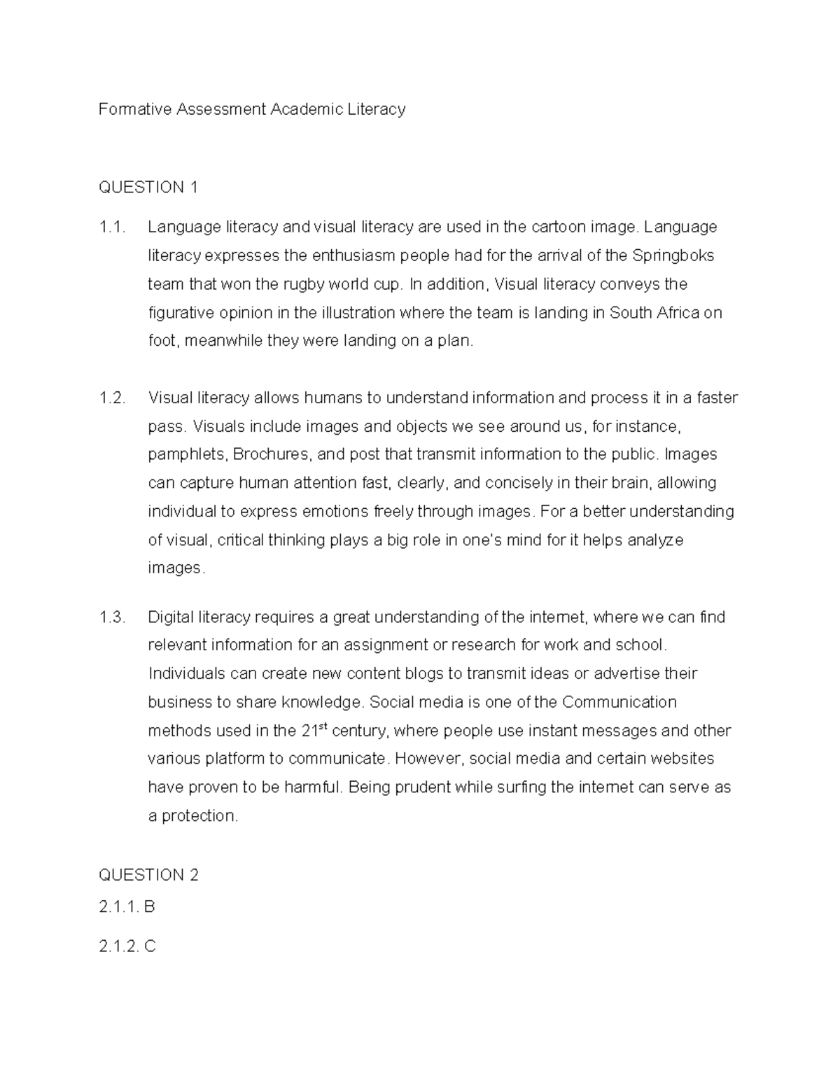 Formative Assessment Academic Literacy - Formative Assessment Academic ...