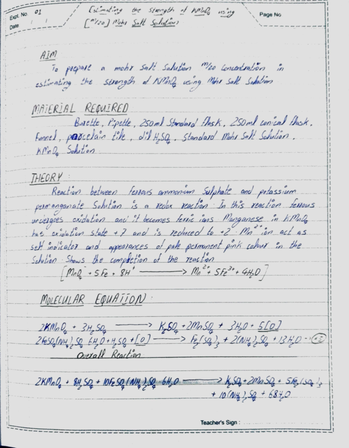 Chemistry record ( experiment) - Chemistry SL - Studocu