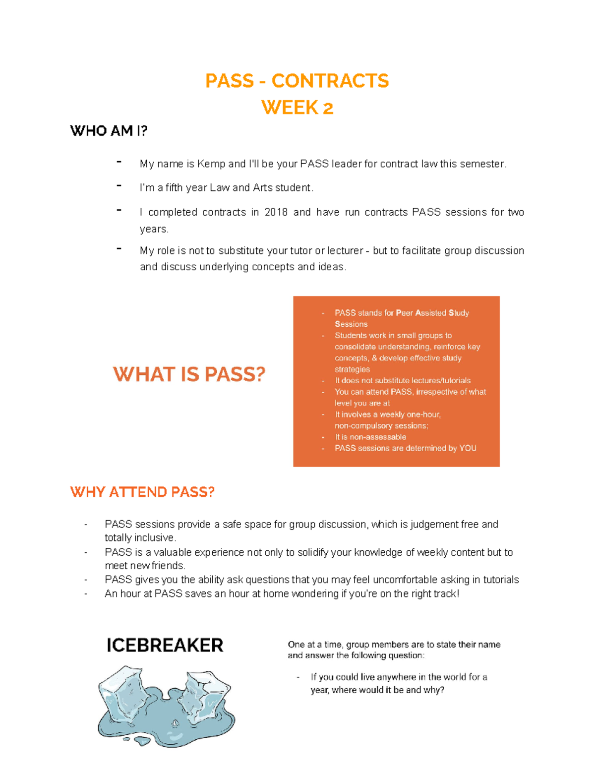 PASS S 1 - Offer and Acceptance - PASS - CONTRACTS WEEK 2 WHO AM I? - My name is Kemp and I'll ...