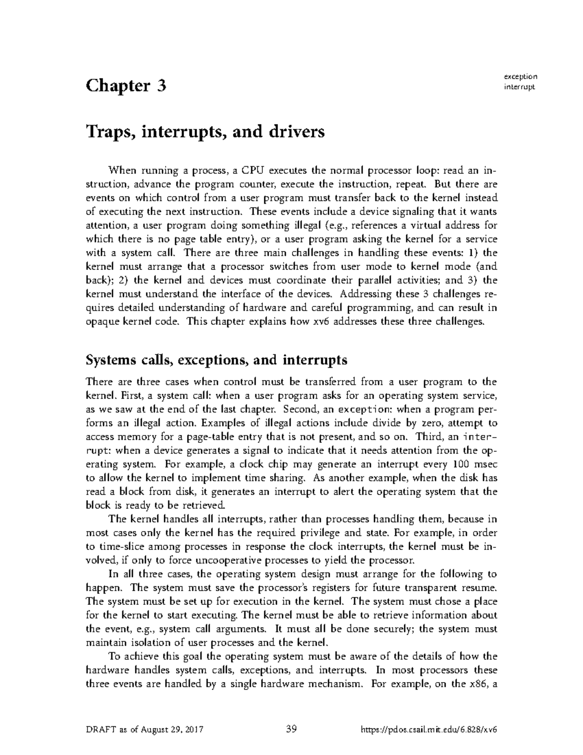 Traps and Trap handlers - Chapter 3 Traps, interrupts, and drivers When ...